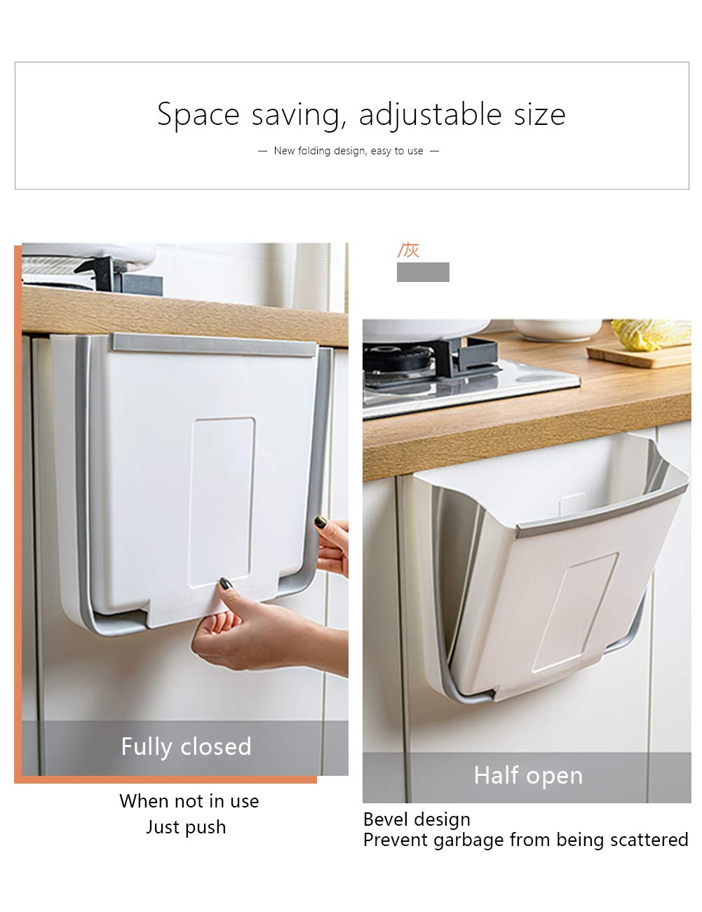 TOPZONE Kitchen Trash Can,Folded Waste Bin Under Kitchen Counter Bins ...