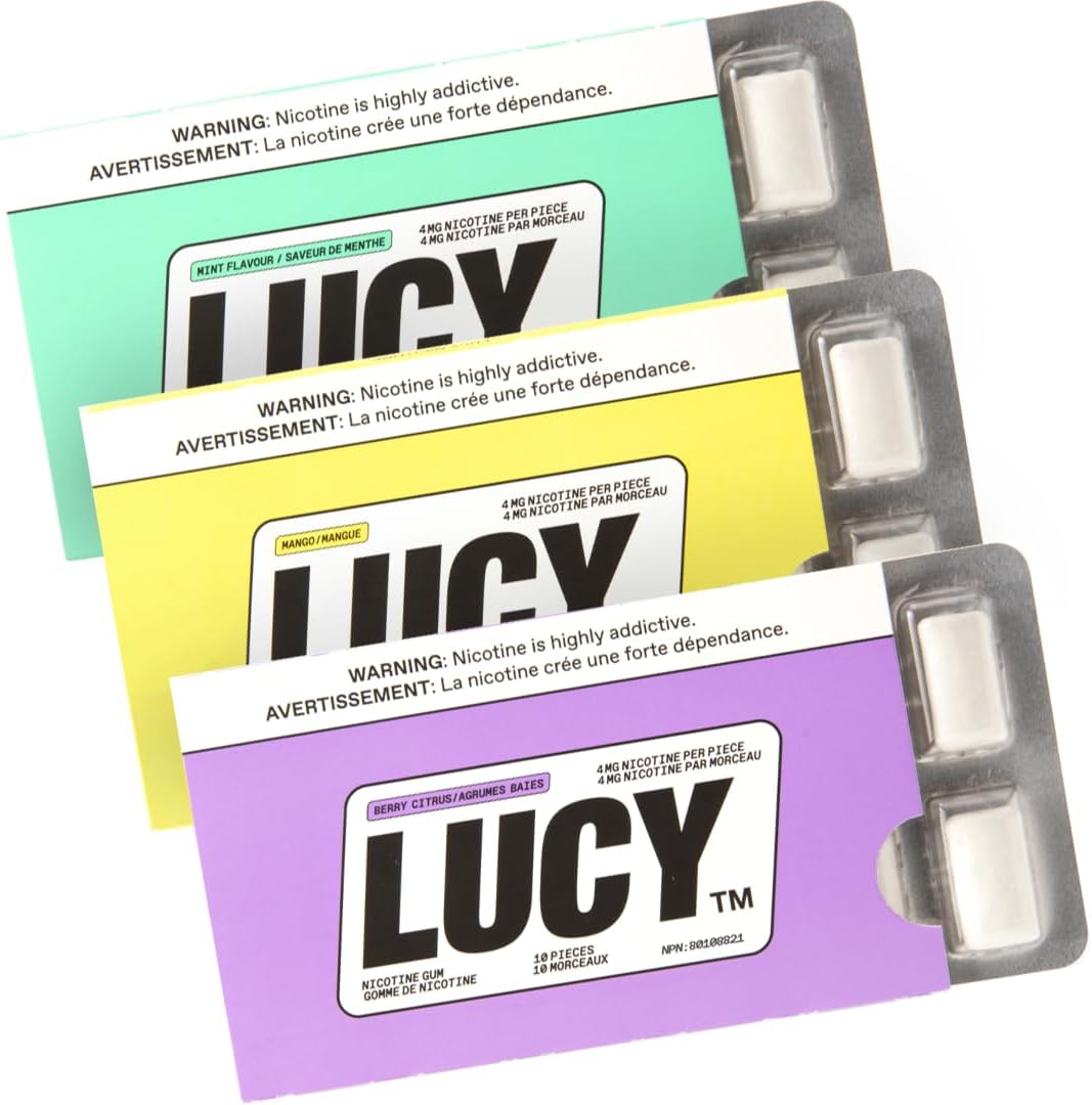 LUCY 4mg Nicotine Gum - NRT Aid to Reduce Cravings & Quit Smoking