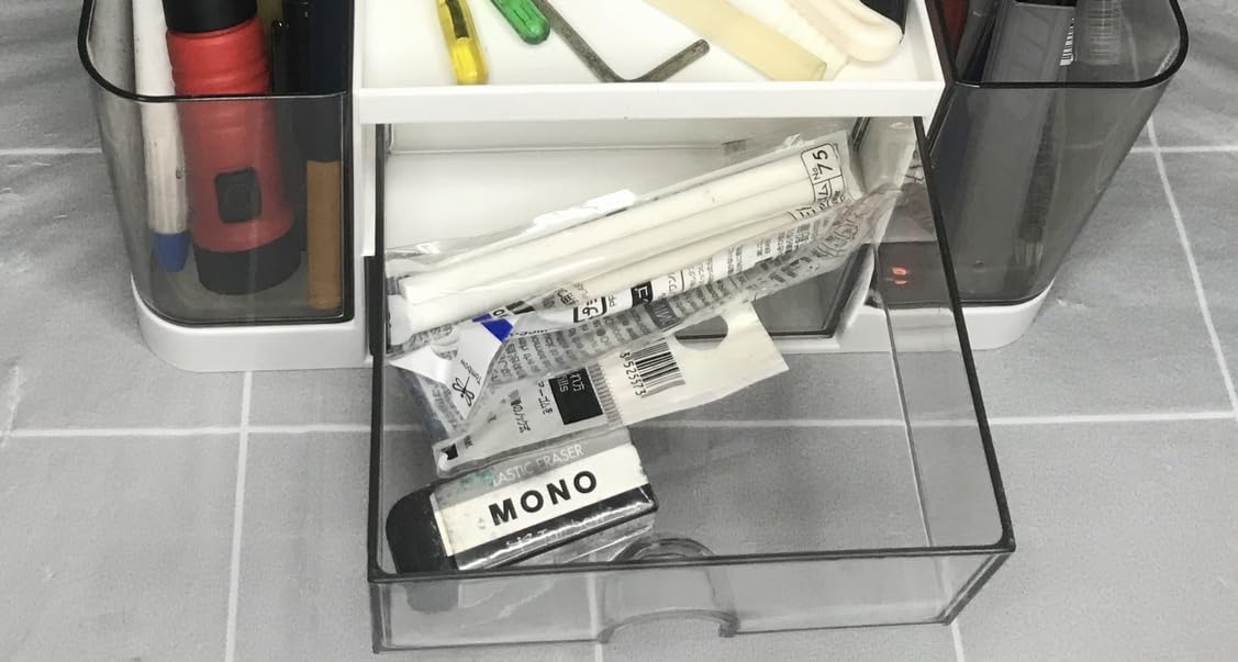 Amazon.co.jp: DoocliB デスクオーガナイザー 卓上収納ボックス ペン立て 大容量 ペンスタンド 小物収納 卓上 鉛筆立て ステーショナリー 多機能 小物入れ 文房具 収納 ...