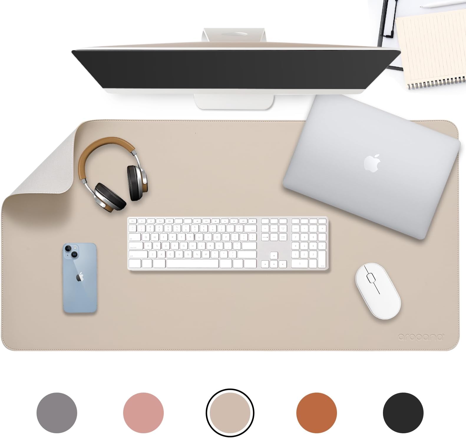 Aropana Anti-Slip Extended Mouse Pad, PU Vegan Leather Desk Mat ...