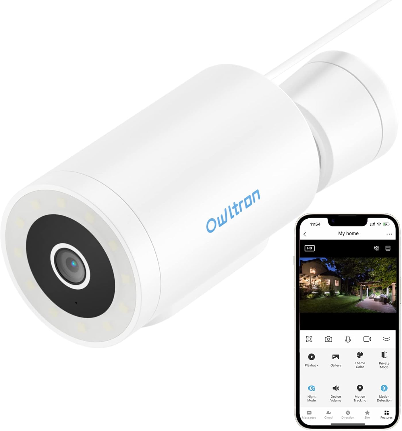 owltron Security Camera Outdoor, 4MP Plug-in WiFi Security Cameras ...