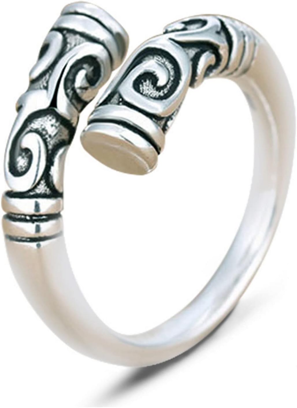 Amazon.com: Chakrit Vintage Gold Hoop Stick Thai Silver Rings with ...