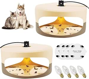 Hojalis Flea Trap, 2 Pcs Flea Light Trap Kit with 4 Light Bulbs and 4 ...