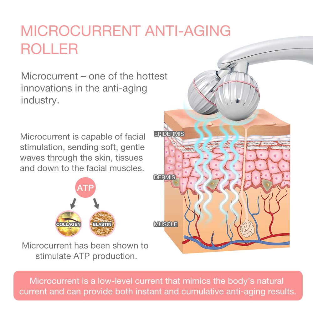 Buy 3D Microcurrent Facial Roller, multifun Face Beauty Roller Body ...