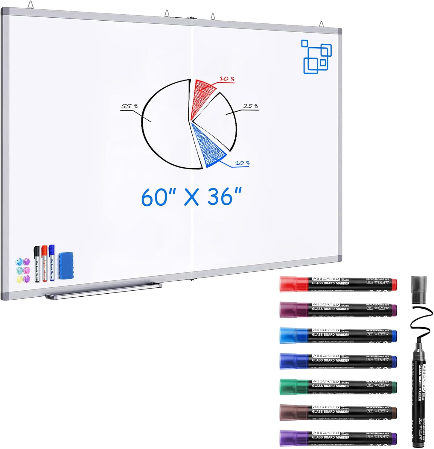 Amazon.com : White Board Dry Erase 60 x 36，maxtek Large Magnetic ...
