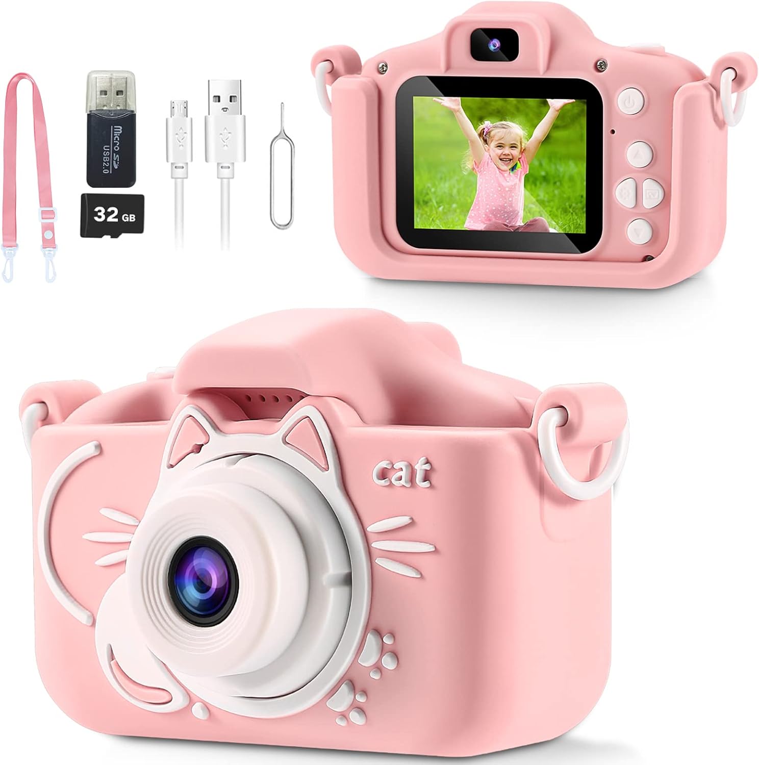 Amazon.com: Kids Camera for Girls, 2 Lens Selfie Kids Camera,HD Kids ...