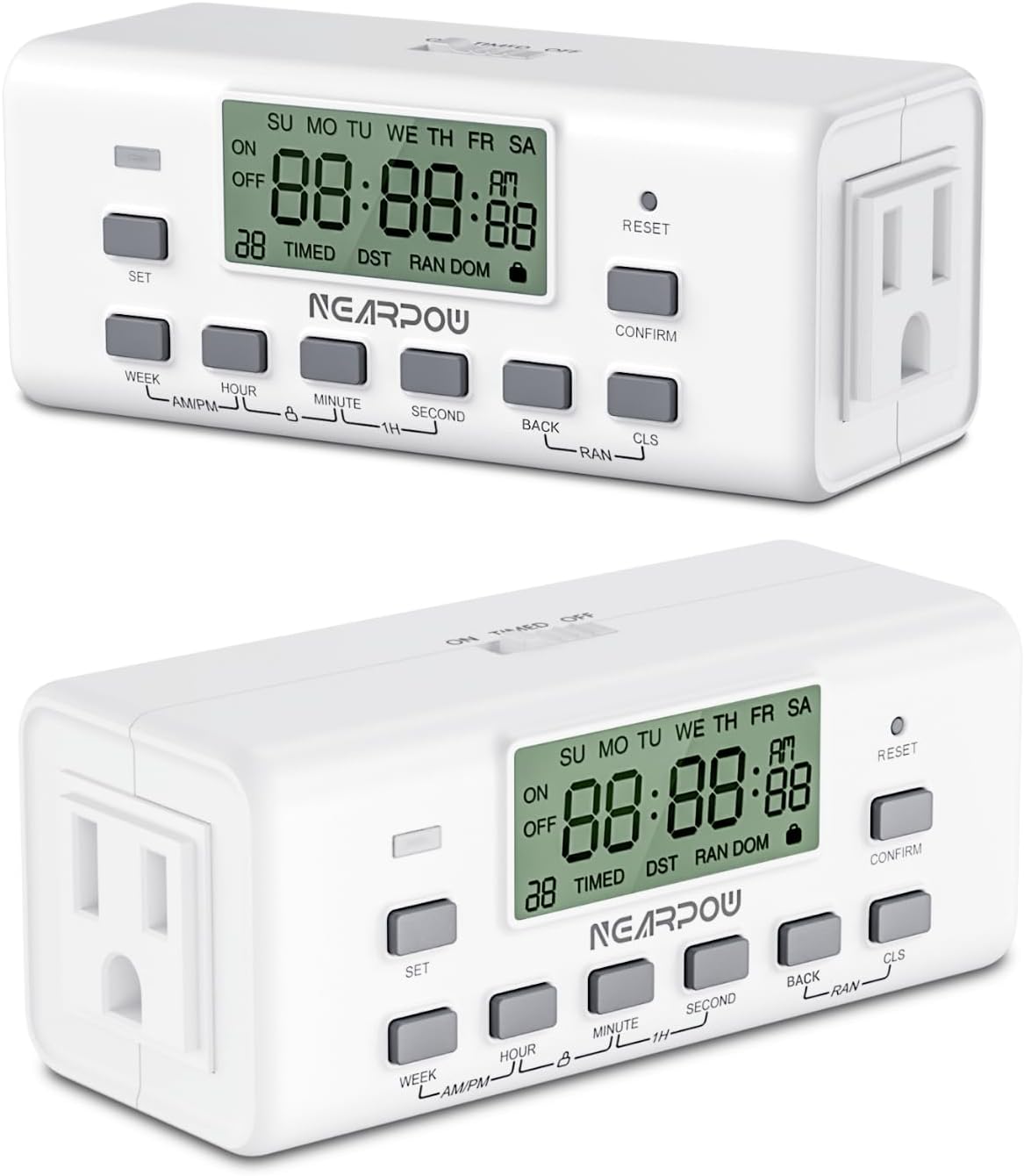 [2 Pack] NEARPOW Digital Timer For Lamp With Dual Outlets, Programmable ...