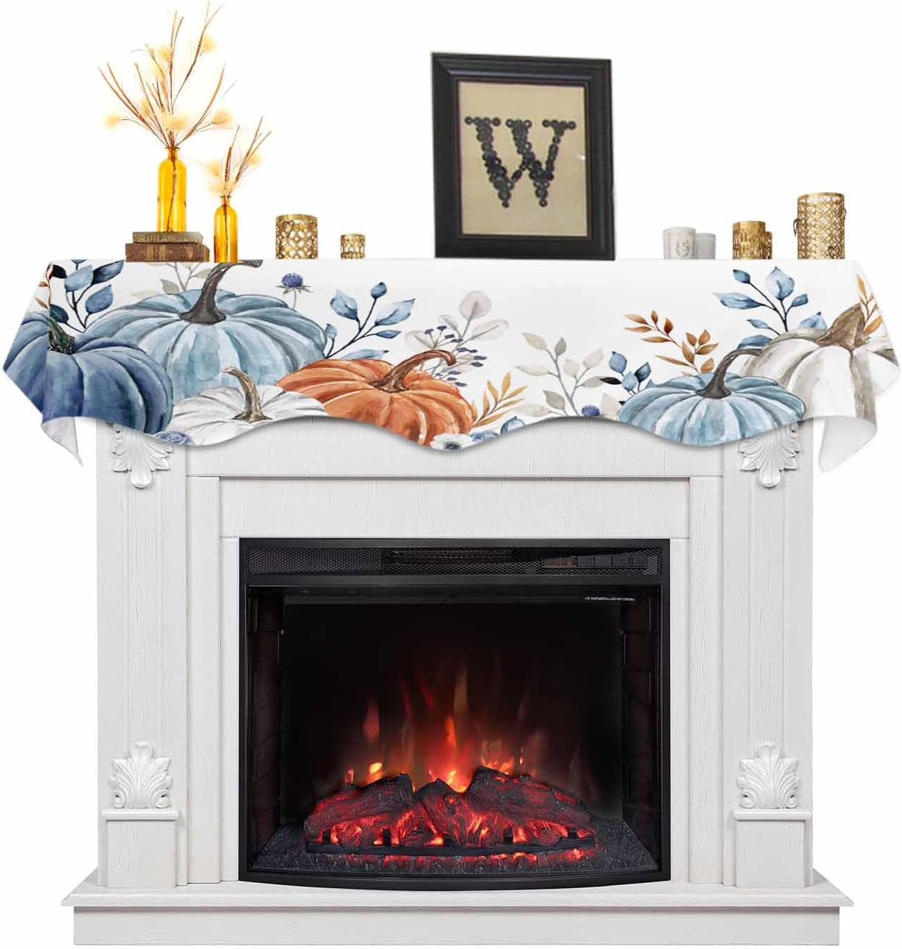 Amazon.com: Fall Mantel Scarf Thanksgiving Decor Fireplace Scarf 70 x17 ...