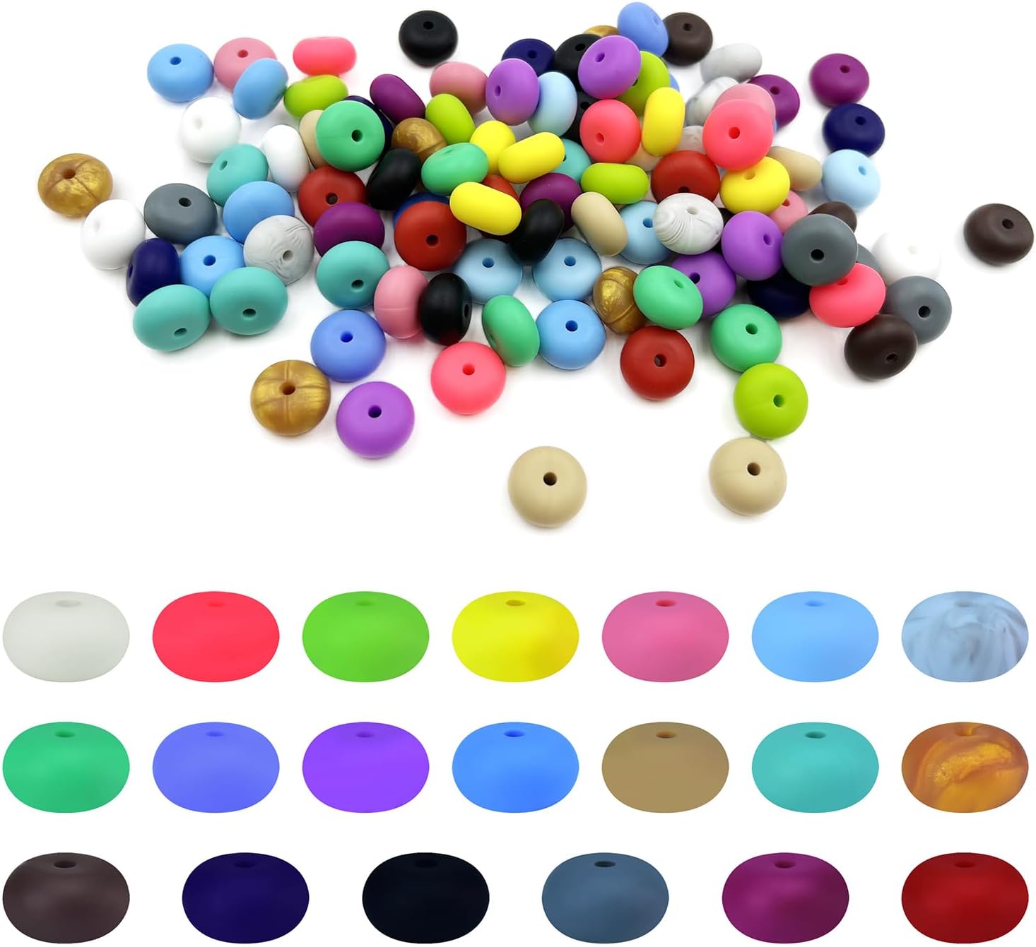 Amazon.com: 80PCS Abacus Silicone Beads Mix Color Silicone Beads Bulk ...