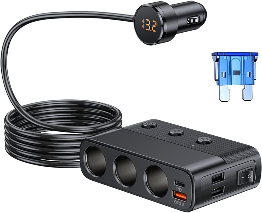 Amazon.com: 7 in 1 Cigarette Lighter Splitter, FMIIFMS 3 Socket ...