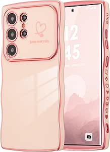 ZTOFERA for Samsung Galaxy S23 Ultra 5G Case 6.8 inch,Cute Curly Wave Frame Case with Love Heart ...