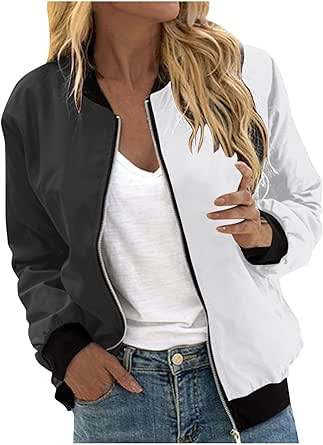 Amazon.com: Fall Jackets for Women 2024 Casual Zip Up Bomber Jackets ...