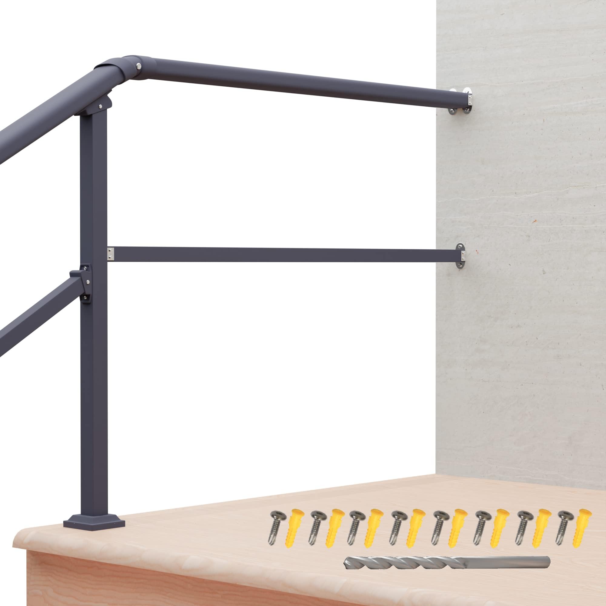 SMQLJXC 31.5"-9.5"L X 35.5"H Single Post Wrought Iron Handrails for ...