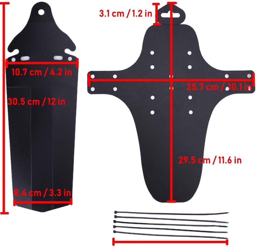 Bicycle MTB mudguard set, mountain bike splash guard with 4 cable ties ...