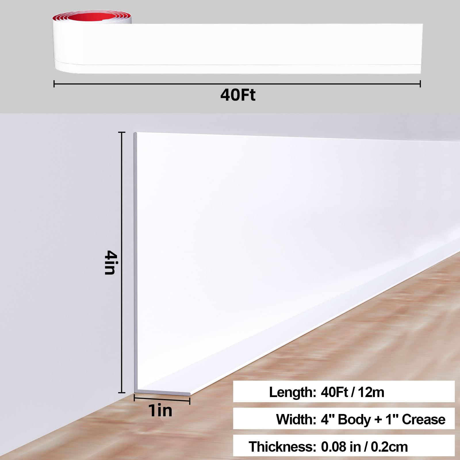 Snapklik.com : Duzzy Flexible Baseboard Molding Trim, 5 Inch
