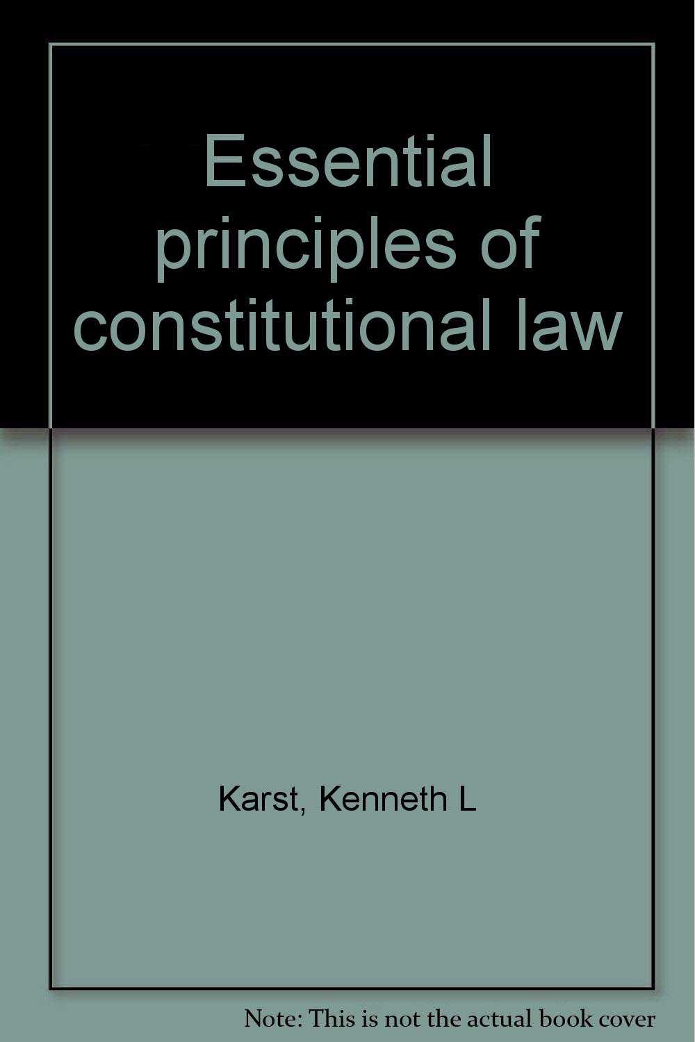 Essential principles of constitutional law: Karst, Kenneth L ...