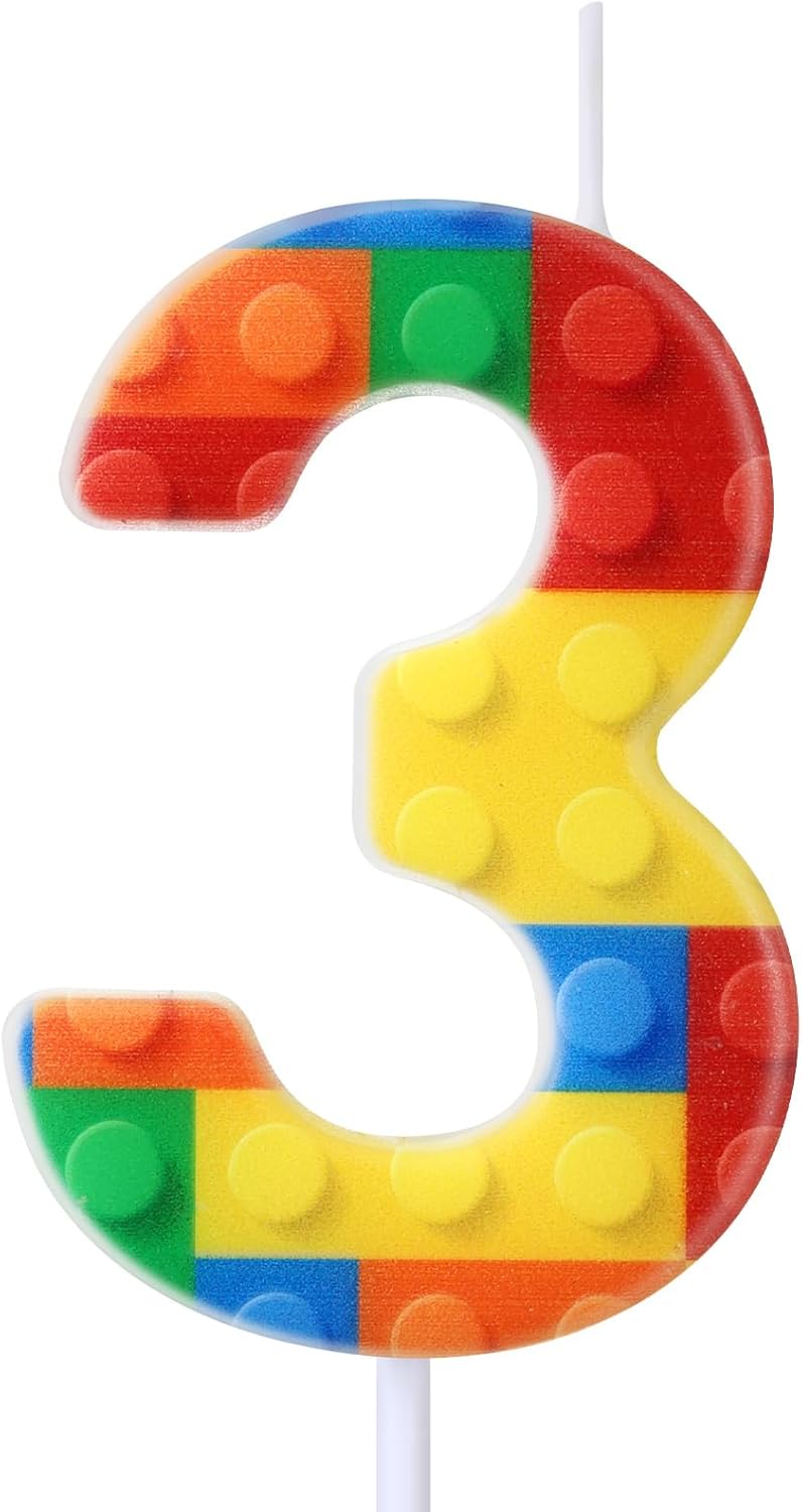 Amazon.com: Rossesay Building Block Number 0-9 Birthday Cake Candle ...