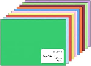 60 Pieces, 180gsm - Coloured Card A3, Thick Cardstock Paper - 10 ...
