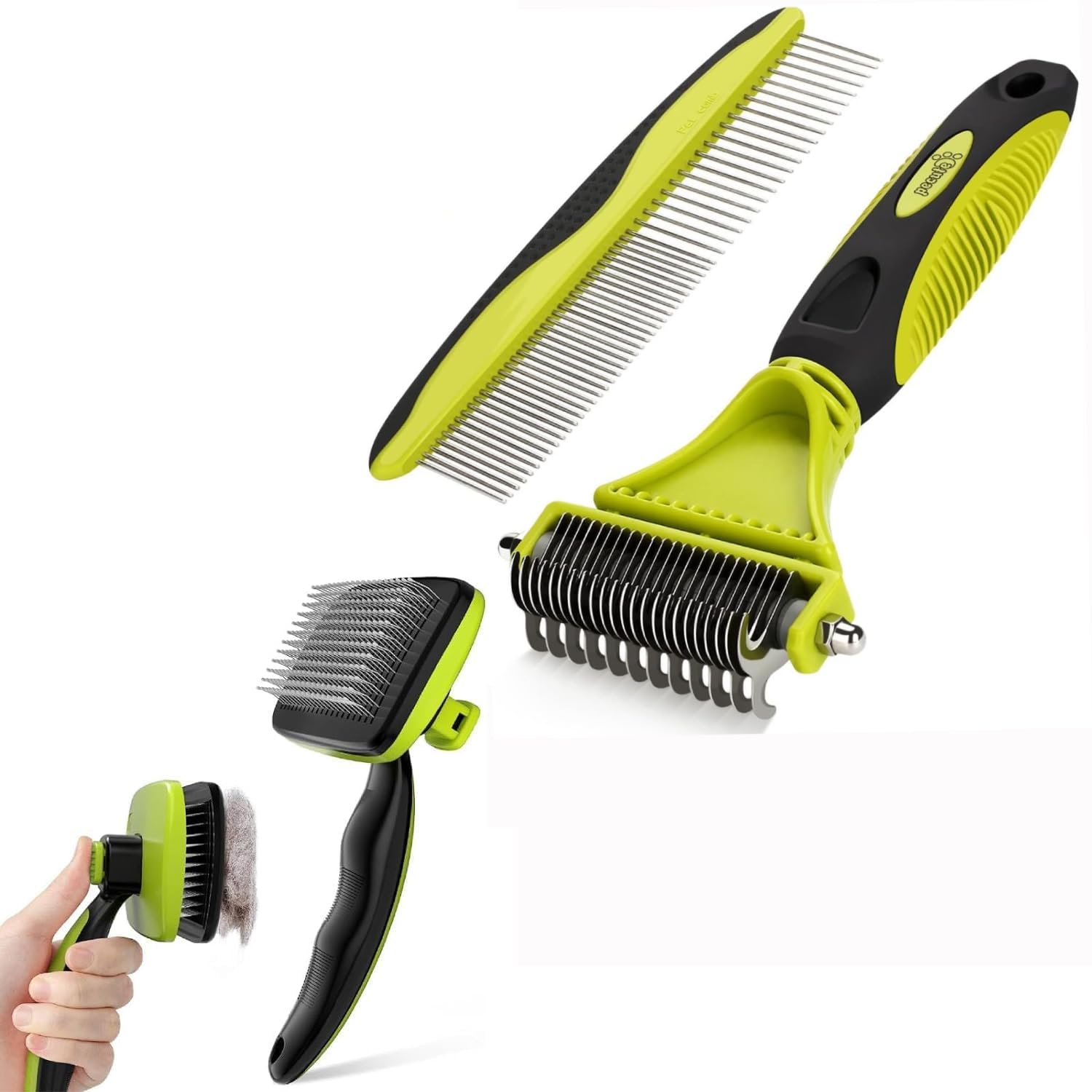 Amazon.com: Pet Grooming Tool Bundle: Self-Cleaning Slicker Brush ...