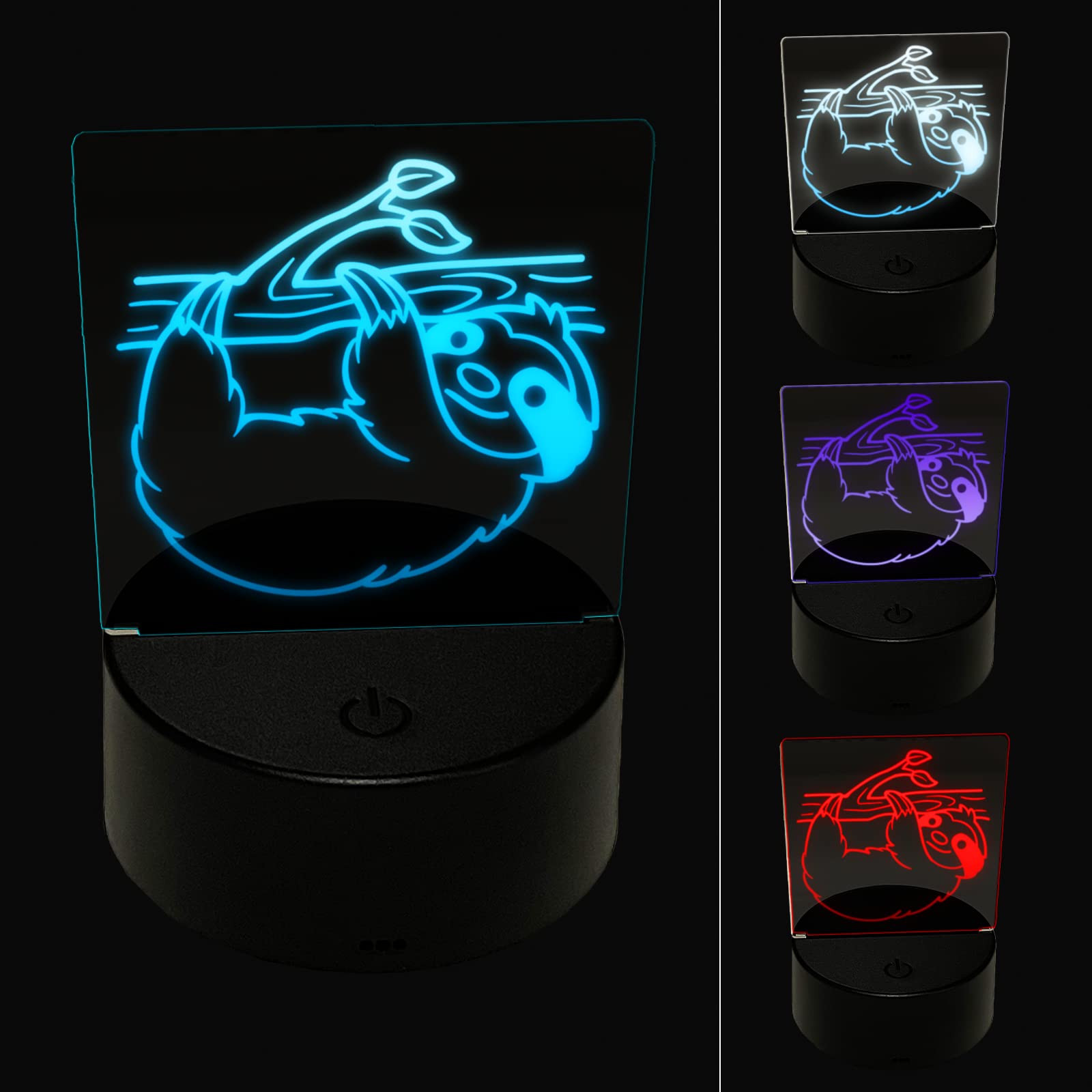 Sloth Hanging from a Branch 3D Illusion LED Night Light Sign Nightstand ...