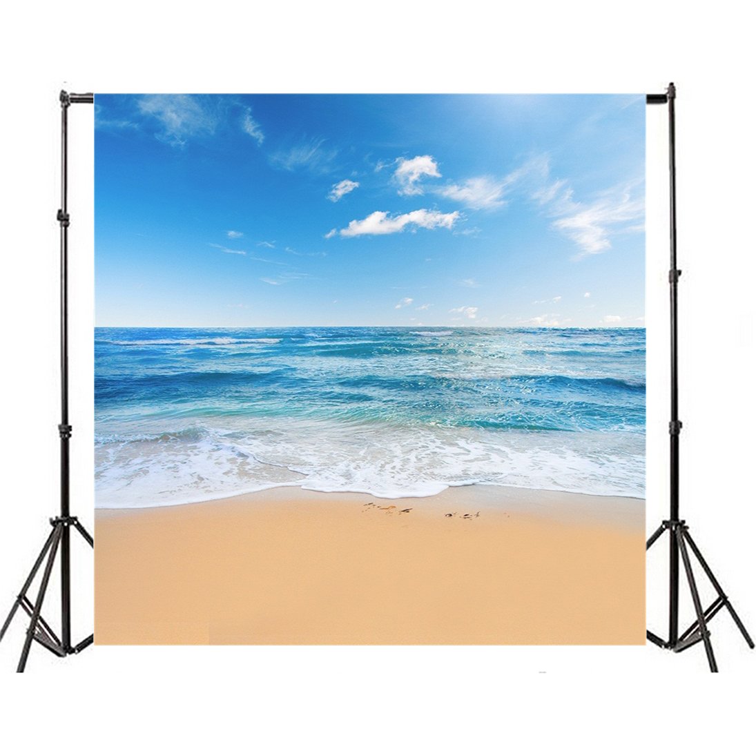 YongFoto 3x3m Vinyl Beach Photo Backdrop Seaside Landscape Blue Sky ...