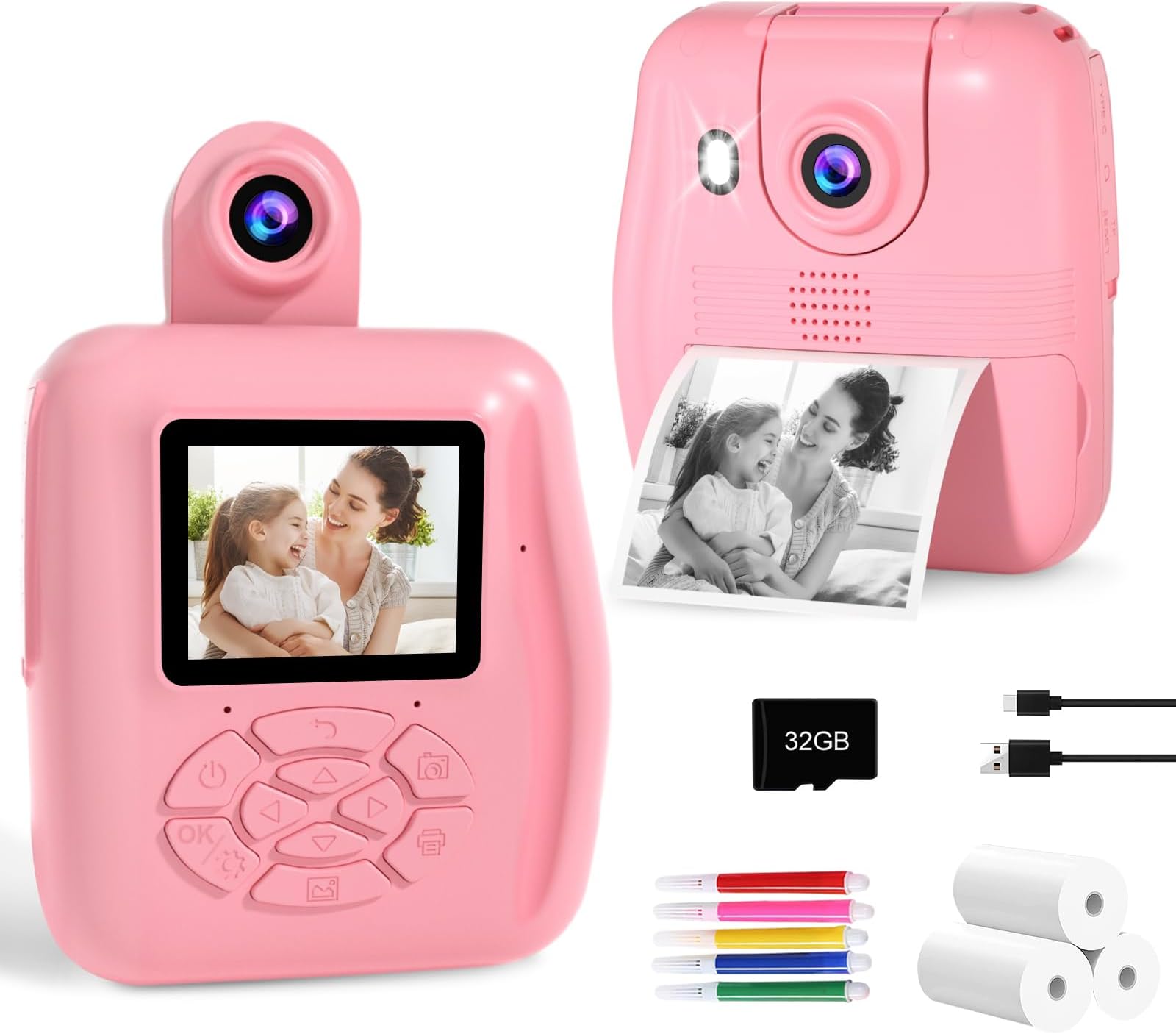 Amazon.com: Instant Print Camera for Kids, Christmas Birthday Gift for ...