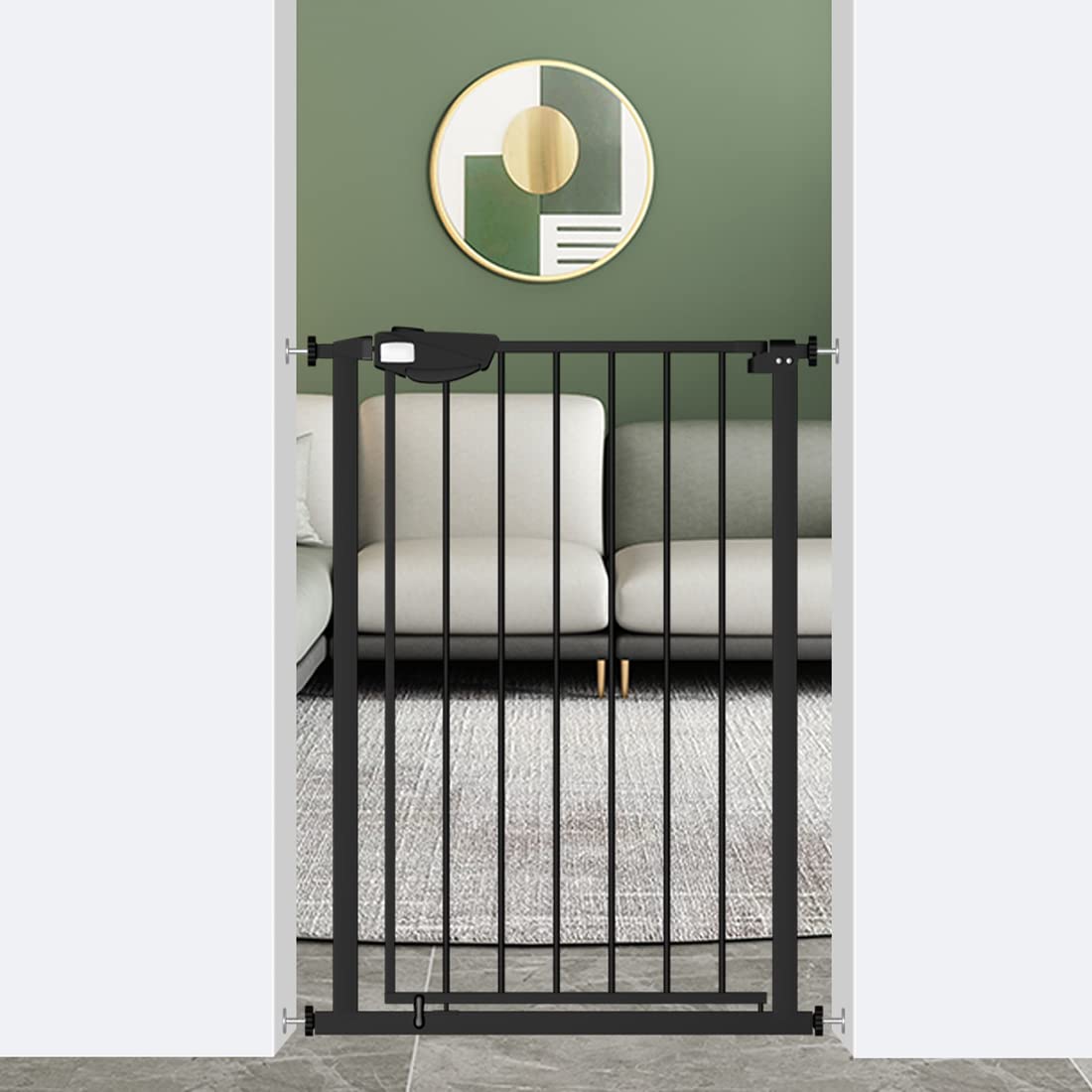 WAOWAO 36.22" Extra Tall Wide Pressure Mounted Baby Gate Triple Lock ...