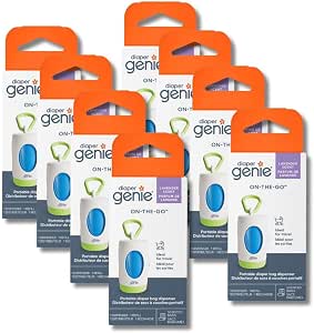 8 Diaper Genie Portable Diaper Bag Dispensers, Includes 8 Refills with ...