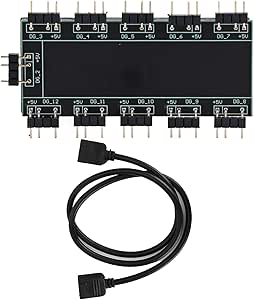 12V 4-Pin/5V 3-Pin RGB Hub,RGB 10-Channel Hub,Hubs Attached Extension Line,for Pc Desktop ...