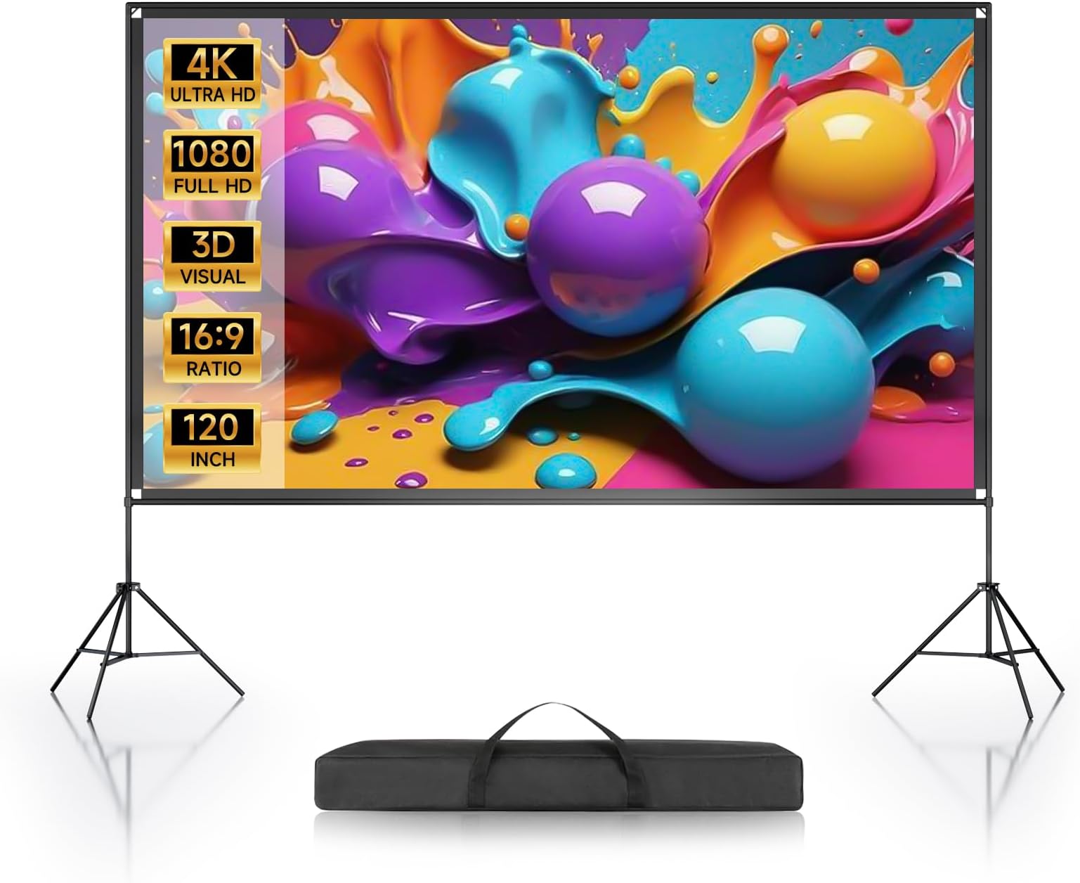 Amazon.com: 120-Inch Outdoor Projector Screen with Stand, 16:9 HD 4K 3D ...