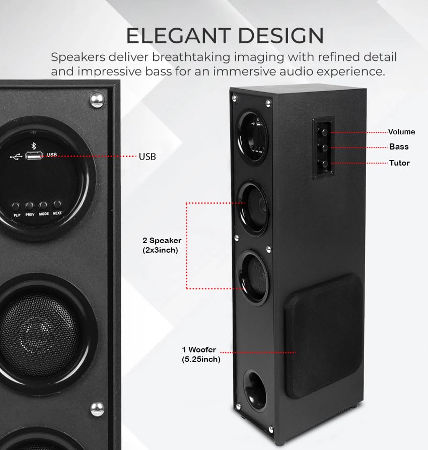 Premium 90 W Bluetooth Tower Speaker with High Bass Sound Karaoke, FM ...