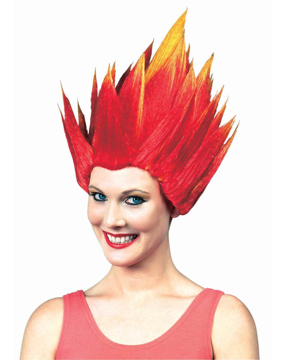 Amazon.com: Red and Orange Spiked Flame Wig - Hair Fire Wig ...