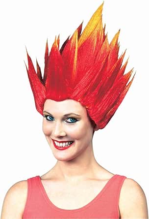 Amazon.com: Red and Orange Spiked Flame Wig - Hair Fire Wig ...