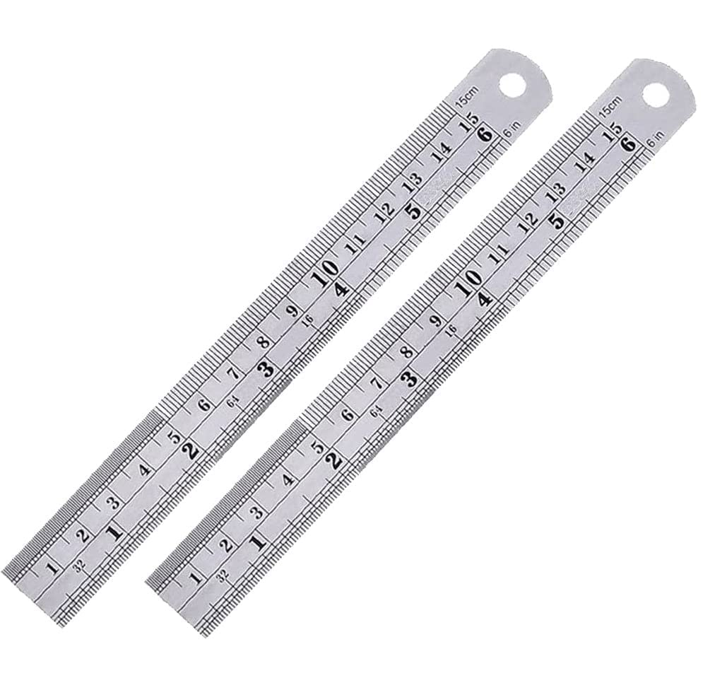 INDIES Pocket Scale, Ruler 6 Inch 15 cm Metal Rule Kit, Stainless Steel Side Measuring Tool for ...