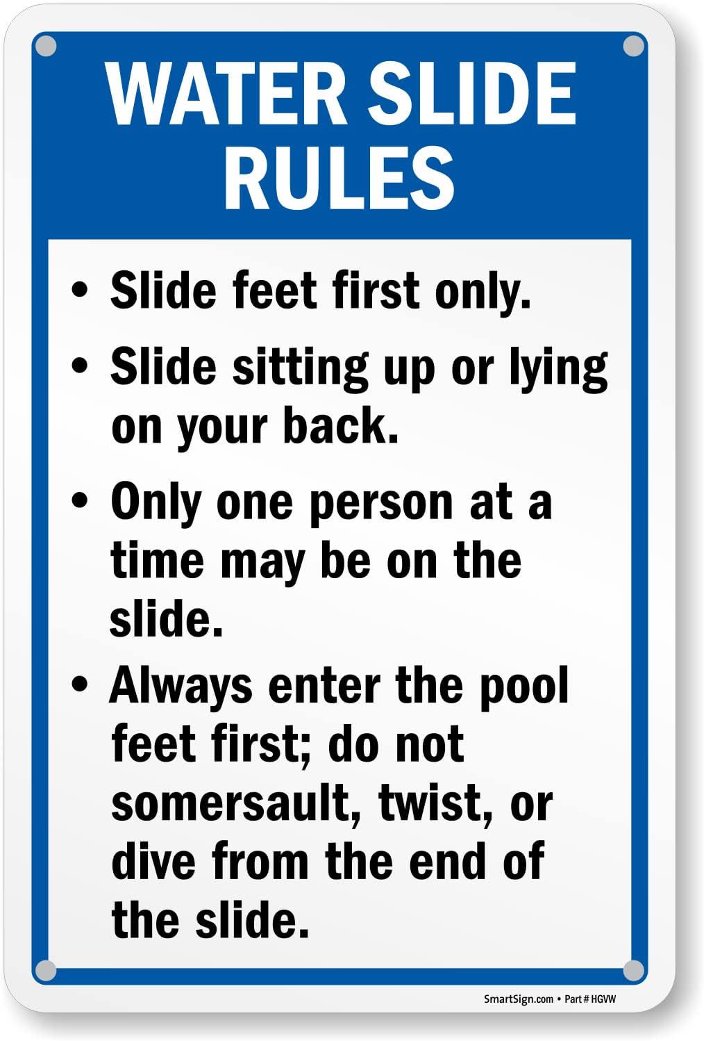 Amazon.com: SmartSign 18 x 12 inch “Water Slide Rules” sign with Pre ...