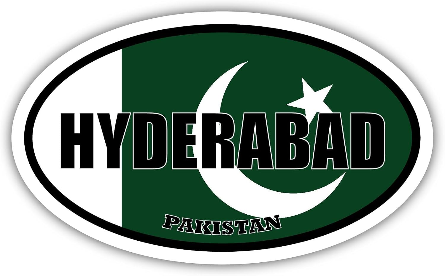 Amazon.com - 8.5x14 inches Large Hyderabad Pakistan Flag Oval Sticker ...