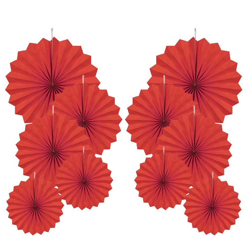 Amazon.com: AimtoHome Party Hanging Paper Fans Decorations Set, Red ...
