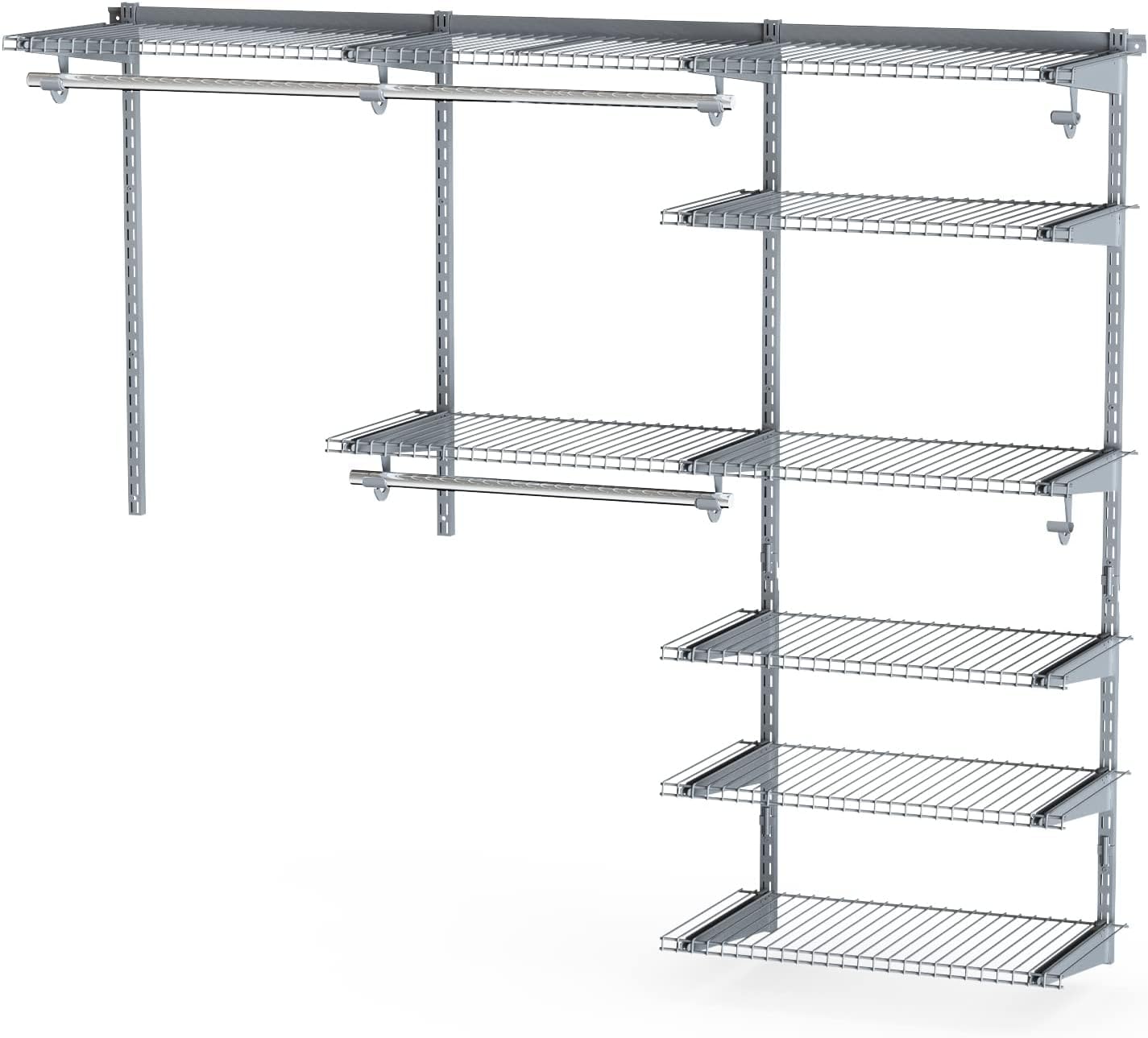 Multigot Adjustable Wardrobe Organiser, Wall-Mounted Metal Garment Rail ...