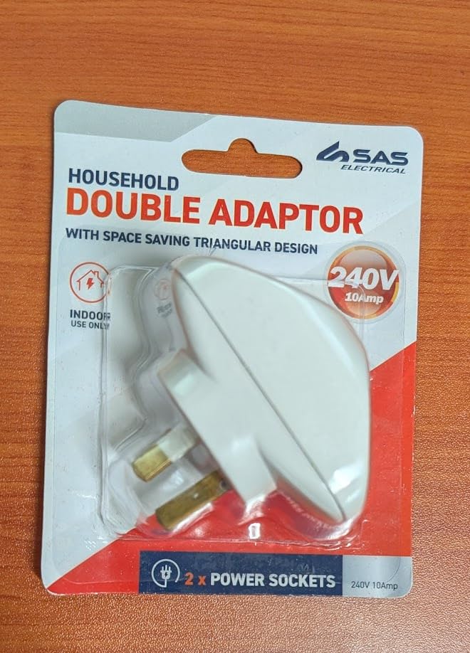 SAS Electrical 240V 10A 2400W Triangular Double Adaptor, White : Amazon ...