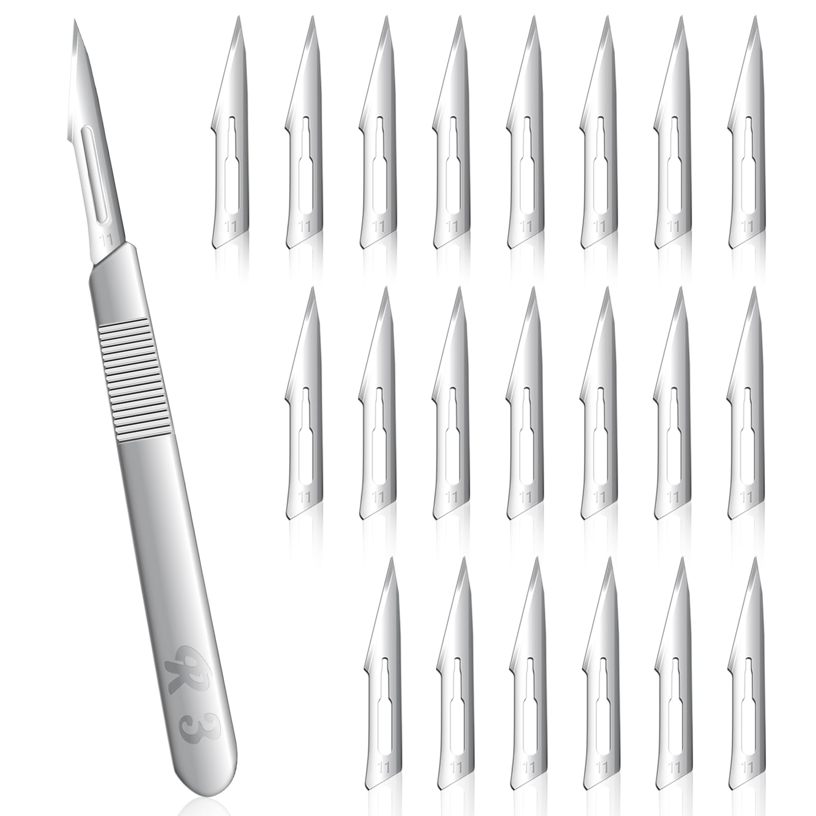 20 Pieces Scalpel Blades #11 Scalpels Surgical Sterile Blades with #3 ...