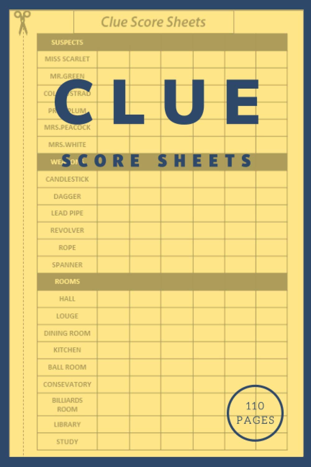 Clue Score Sheets: 110 Clue Game Sheets, Clue Replacement Pads, Clue ...