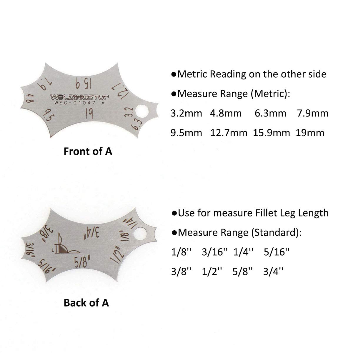 Snapklik.com : 4pcs Weld Gauge Key Welding Fillet Throat Size & Leg ...