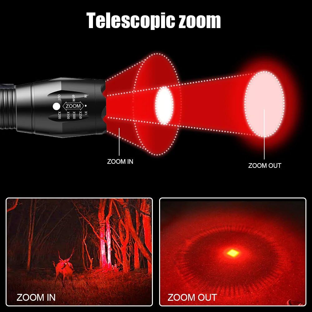 Hog Lights For Night Hunting METII Upgraded Red Flashlight, Bright ...