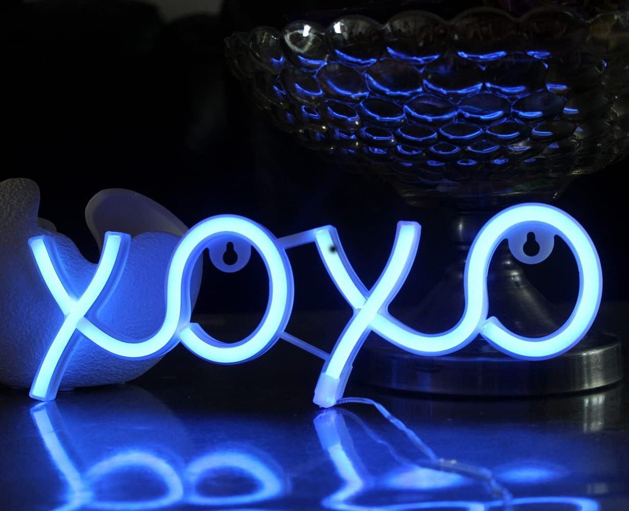XOXO Blue LED neon light sign Night Lights for Wall Decor Light Up ...