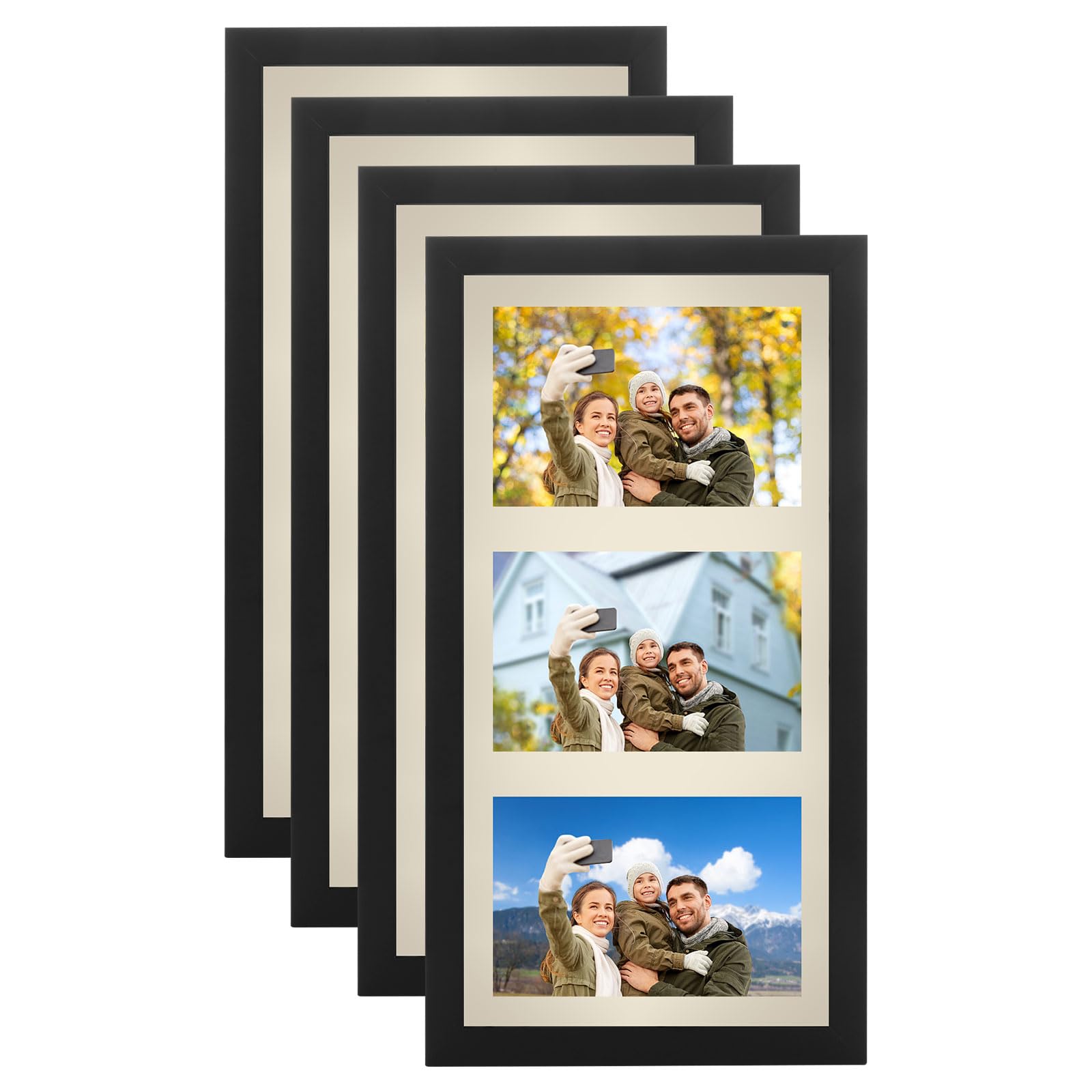 APACALI 4 Pack Multi 3 Aperture Picture Frame, 6x4 Photo Frames, Black ...