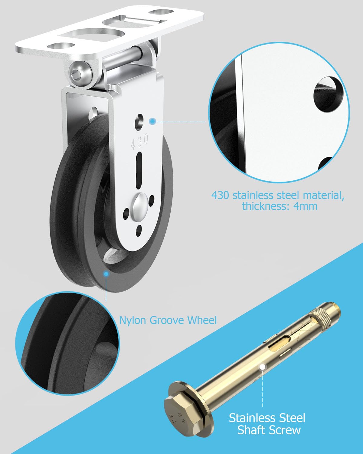 Snapklik.com : Gym Pulley Blocks, 3.5Inch/88mm Wall Mount Fixed Pulley ...