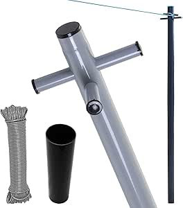 Q&H 2.4M Galvanised Washing Line Post - Heavy Duty Powder Coated ...