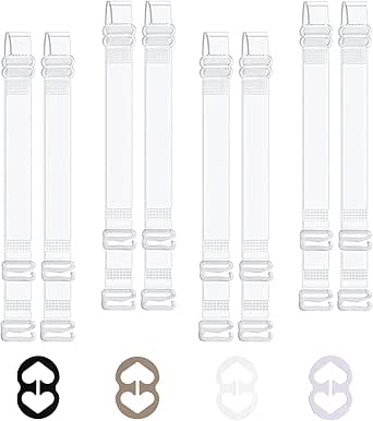 FIVEGOGO Clear Bra Straps, 4 Pairs Invisible Bra Straps + 4 Pcs Bra ...