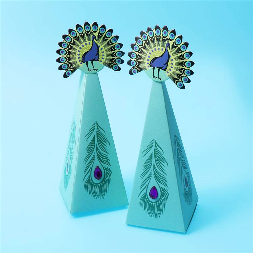 Snapklik.com : 20 Pcs Peacock Candy Boxes, Peacock Triangle Shape Party ...