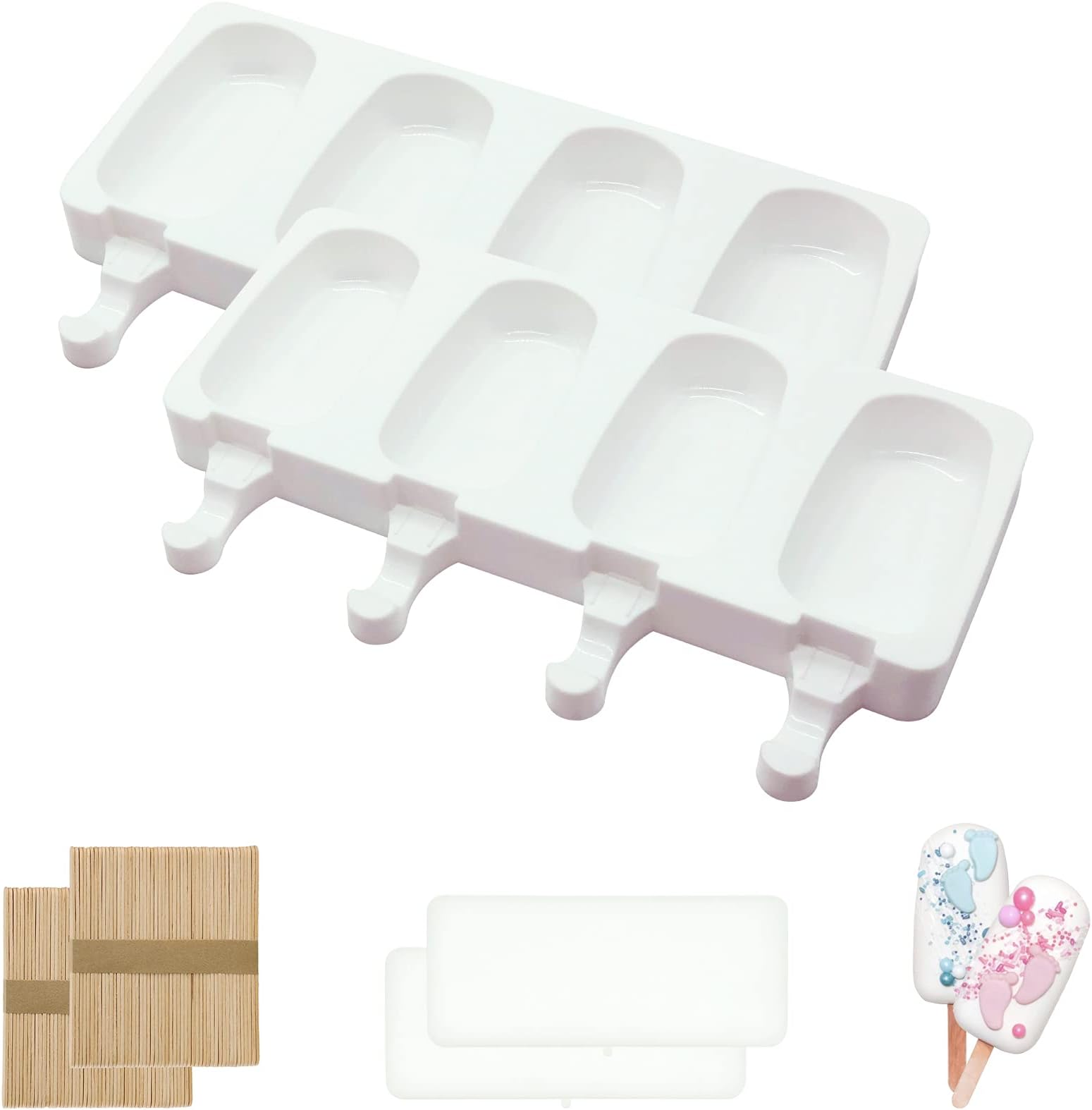 Silikomart Mini Ice-Cream Silicone Bar Mould Set, Classic, White ...